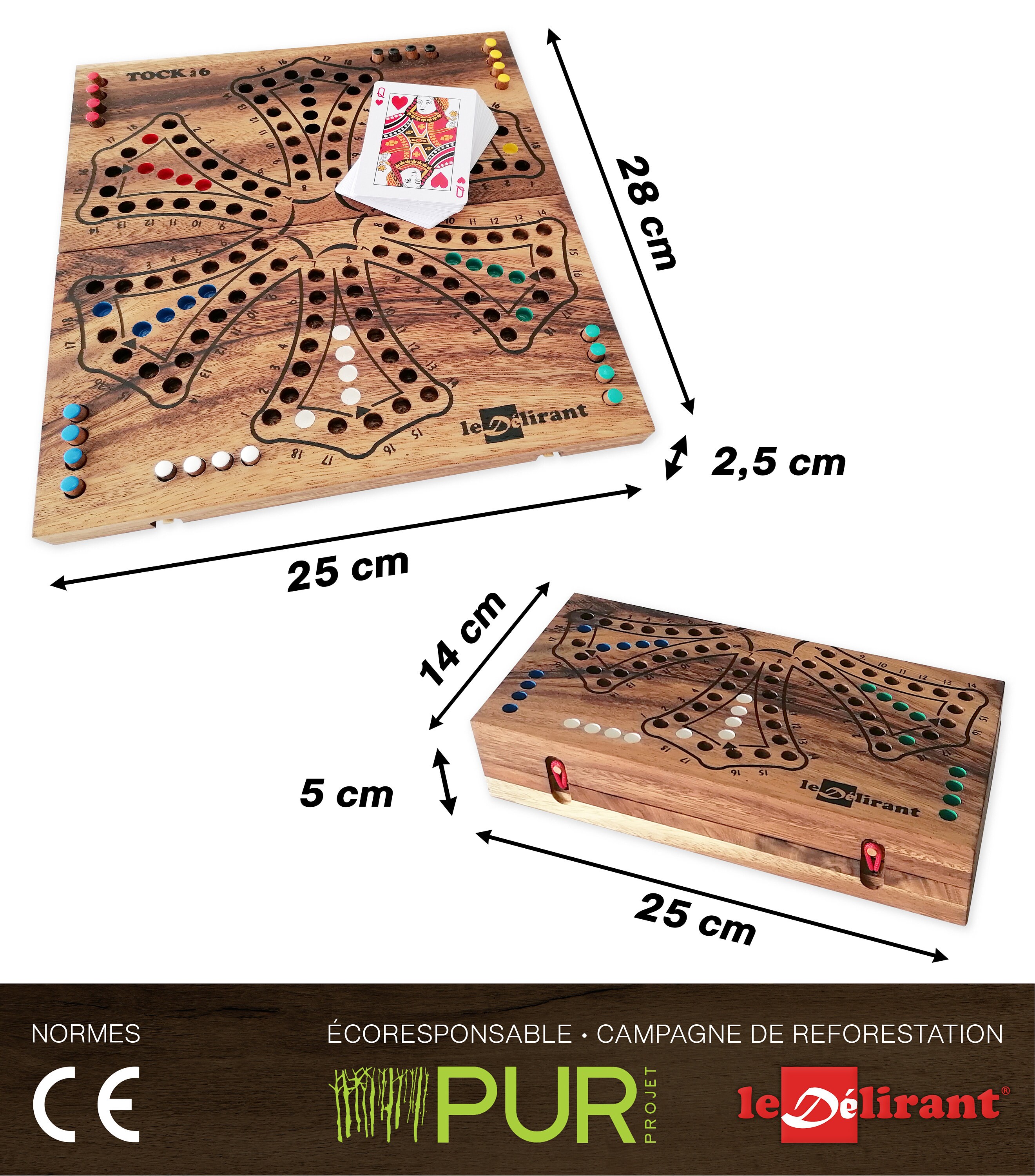Game of TOC 6 TOCK in Color. From 2 to 6 Players, 28x25 Cm, Solid Wood ...