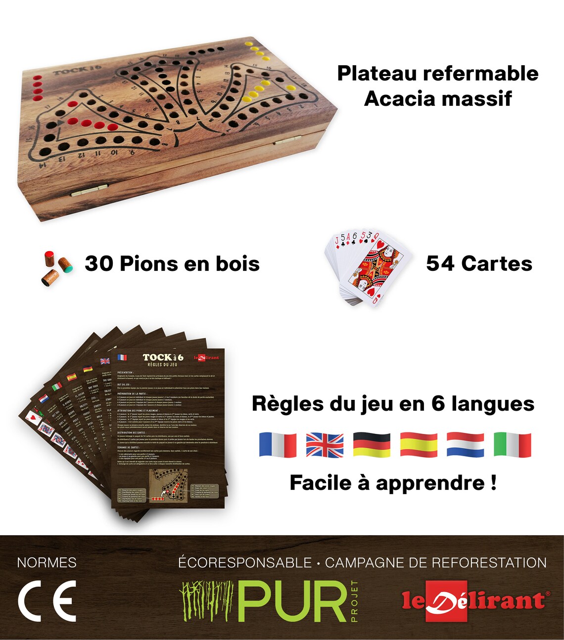 Jeu de TOC 6 TOCK en couleur. De 2 à 6 joueurs, 28x25 cm, jeux de ...