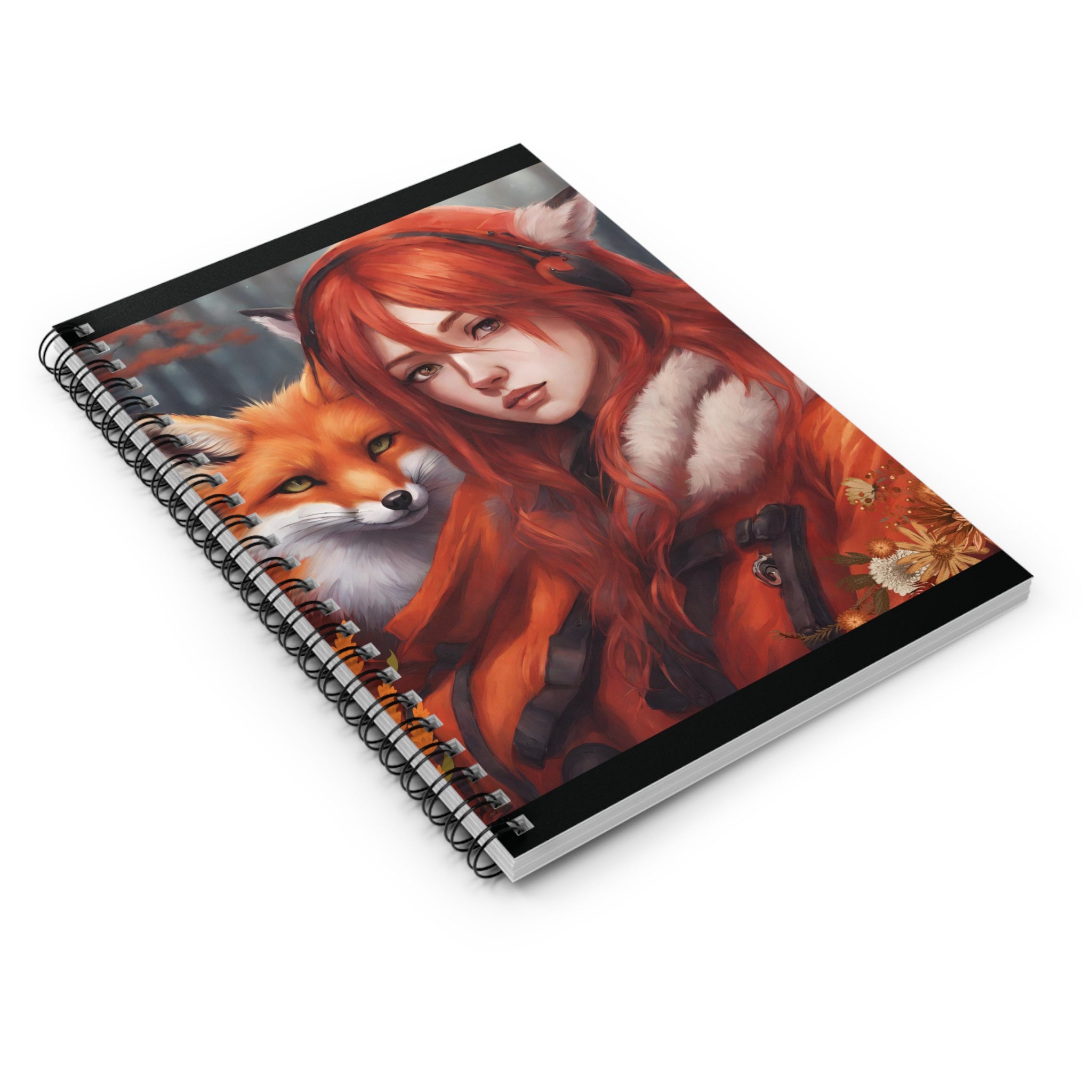 Anime Girl With Fox Sidekick Spiral Notebook - Ruled Line Anime Girl ...
