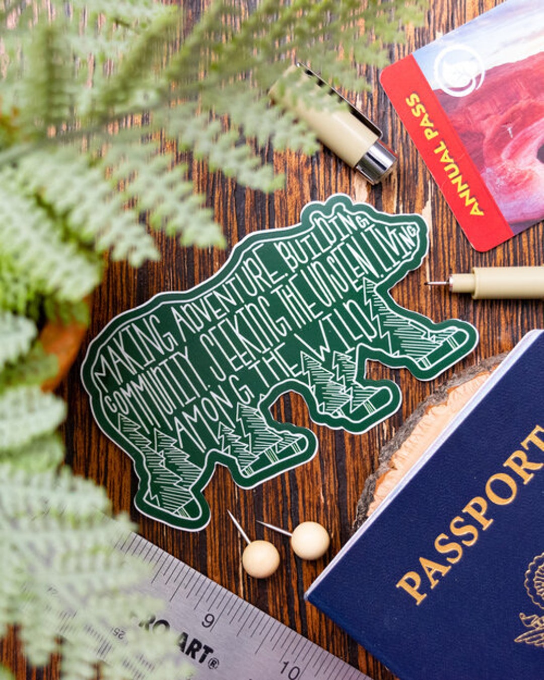 Bear Motto Adventure Vinyl Sticker Scrapbook Car Decal Bumper Sticker ...