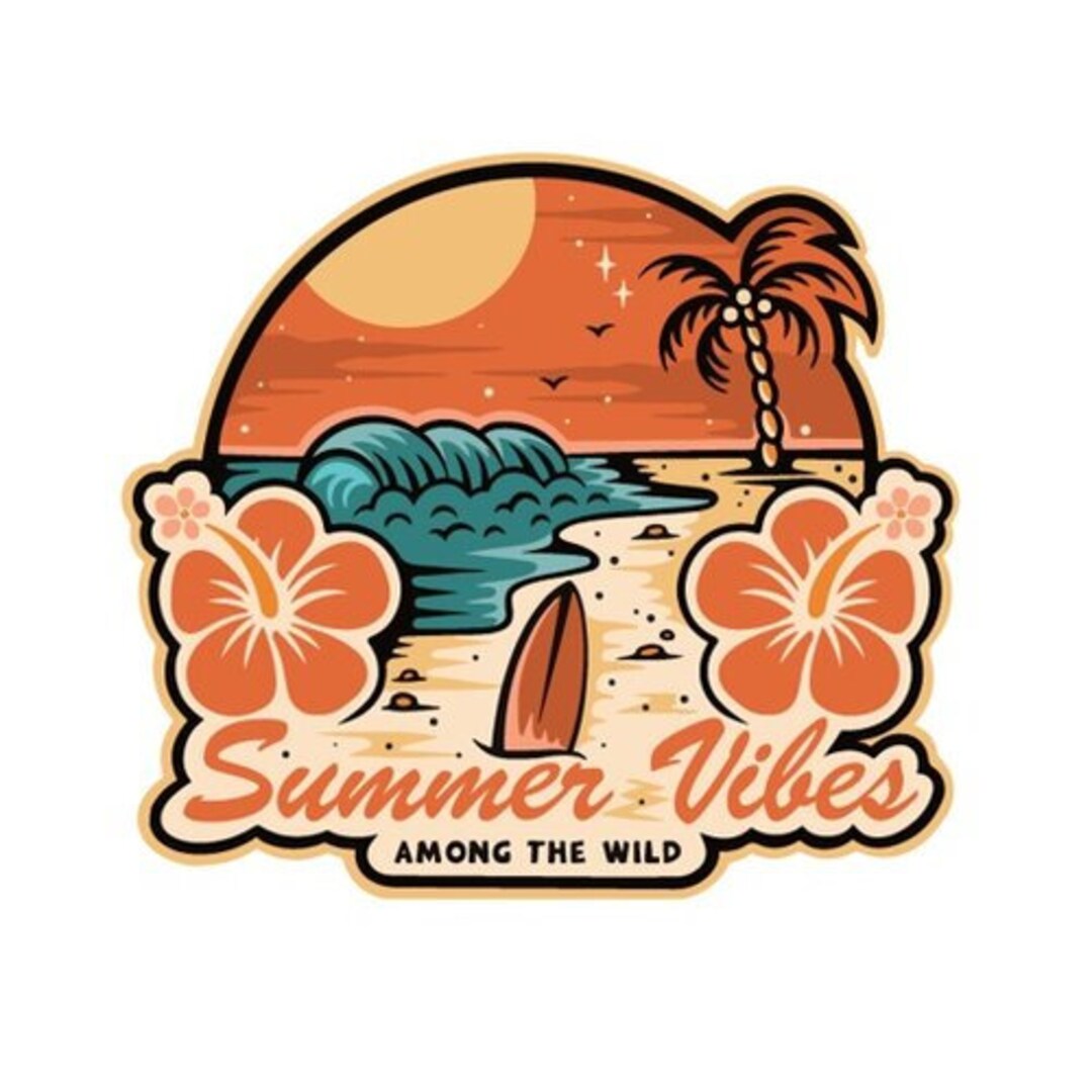 Summer Vibes Vinyl Sticker Scrapbook Car Decal Bumper Sticker ...