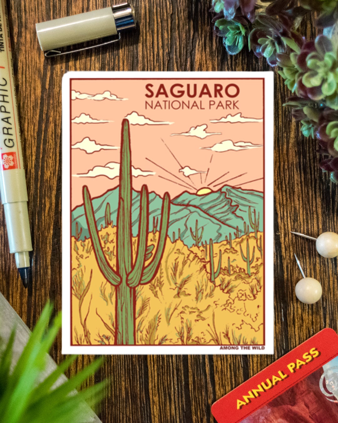 Saguaro National Park Vinyl Sticker Scrapbook Car Decal Bumper Sticker ...