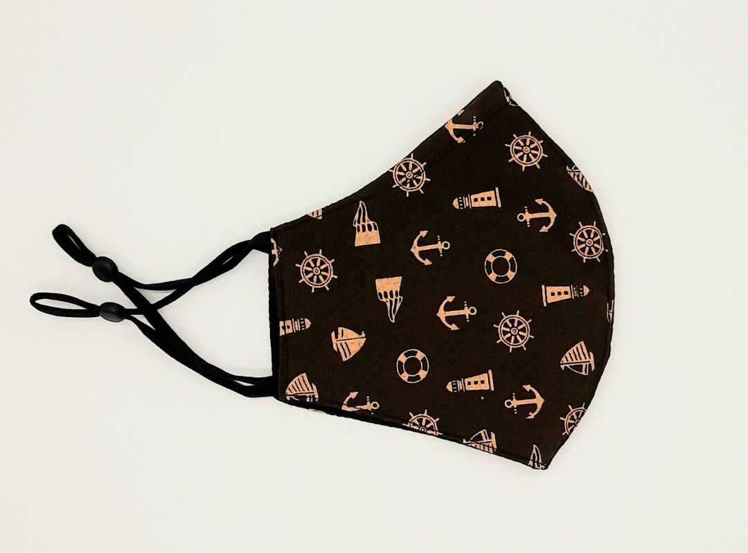 Cotton Face Mask With Sailing Inspired Print. Reusable, Washable With ...