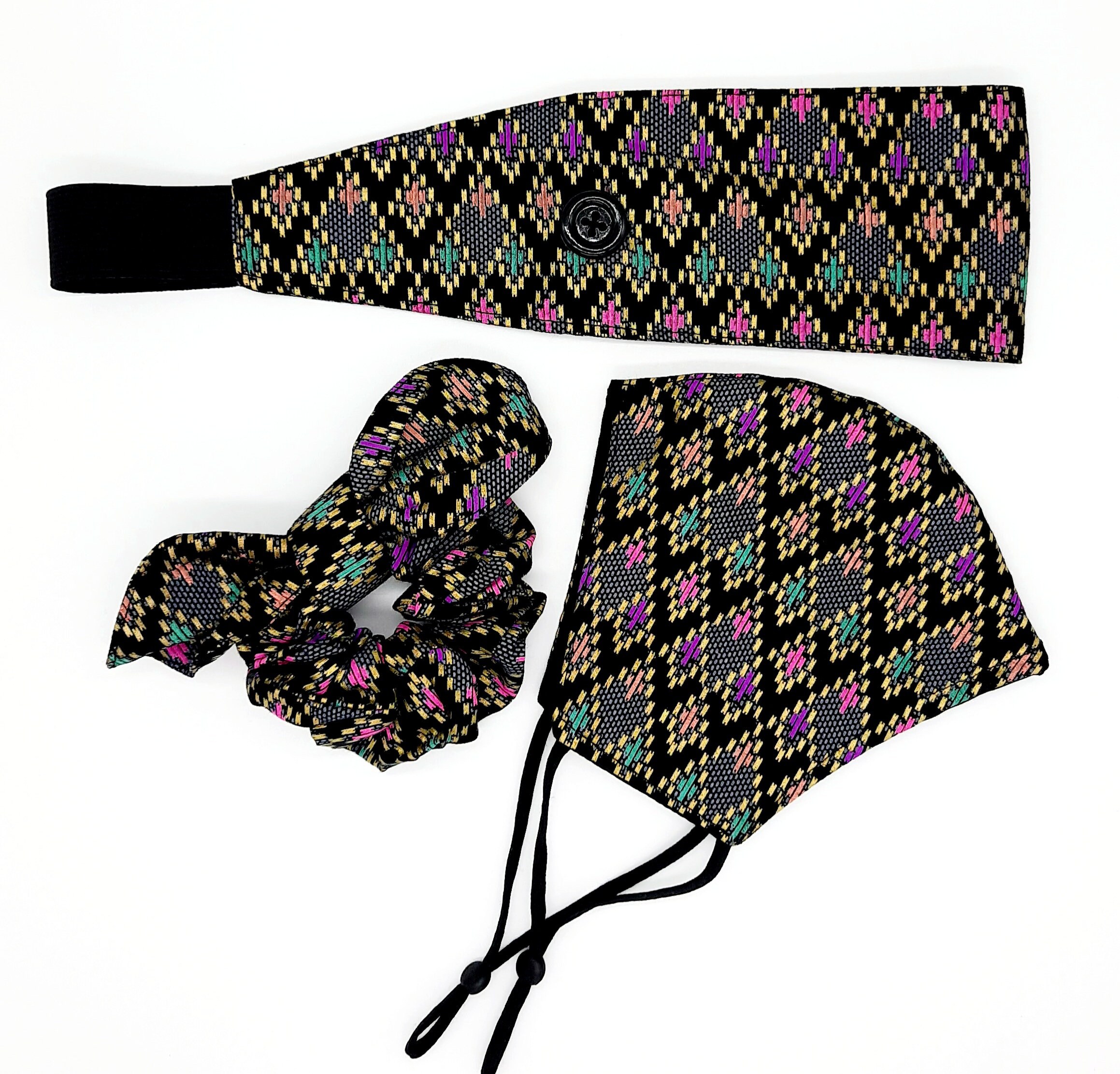 Mask and Headband with Scrunchy . Reusable Built-in Filter | Etsy