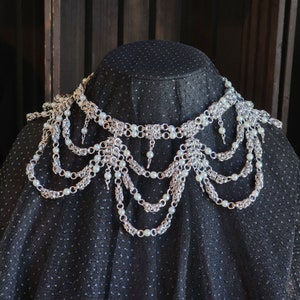 Mini Chainmail Statement Necklace, Byzantine and Pearl, Boho Vintage ...