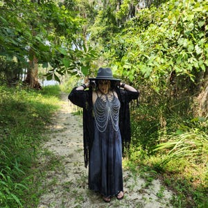 Byzantine & Pearl Chest Piece in Stormy Gray, Bohemian Style Chainmail ...