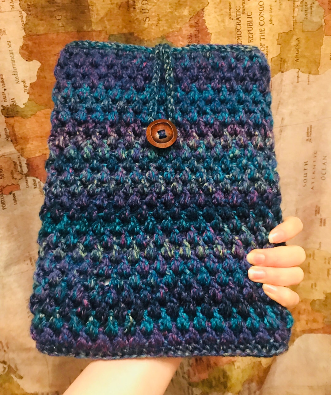 Laptop Case Crochet Pattern, Crochet Laptop Bag With Wood Button, Easy ...