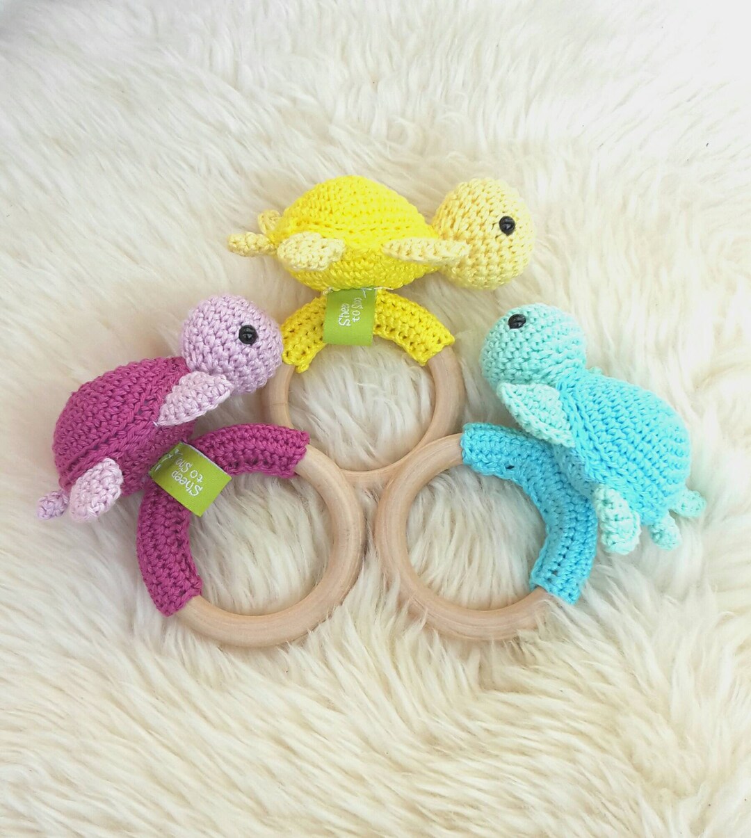 Turtle Rattle Crocheted Gift, Birth, Baptism or Christmas, Different ...