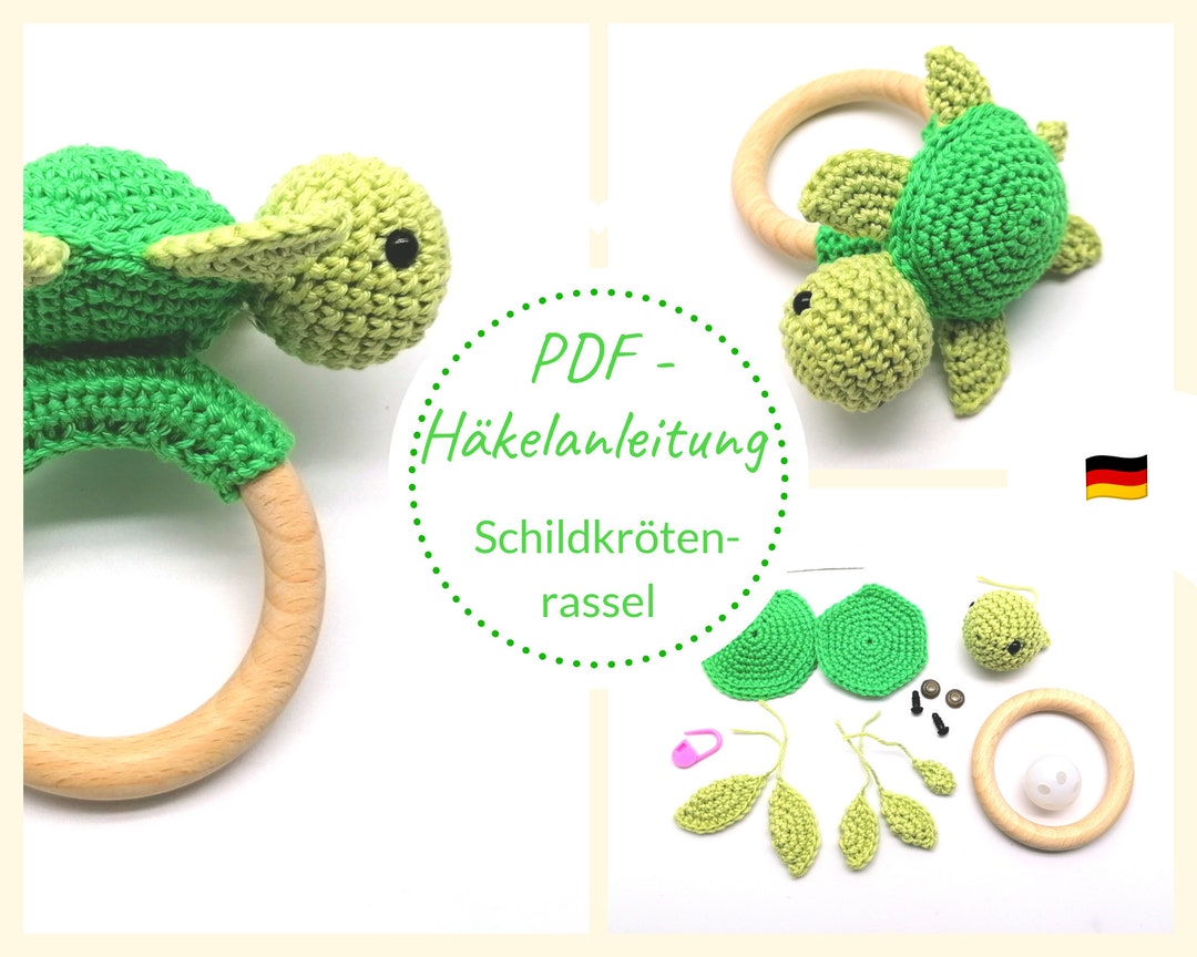 Crochet Pattern Turtle Rattle PDF Instructions, Crochet Turtle / Rattle ...
