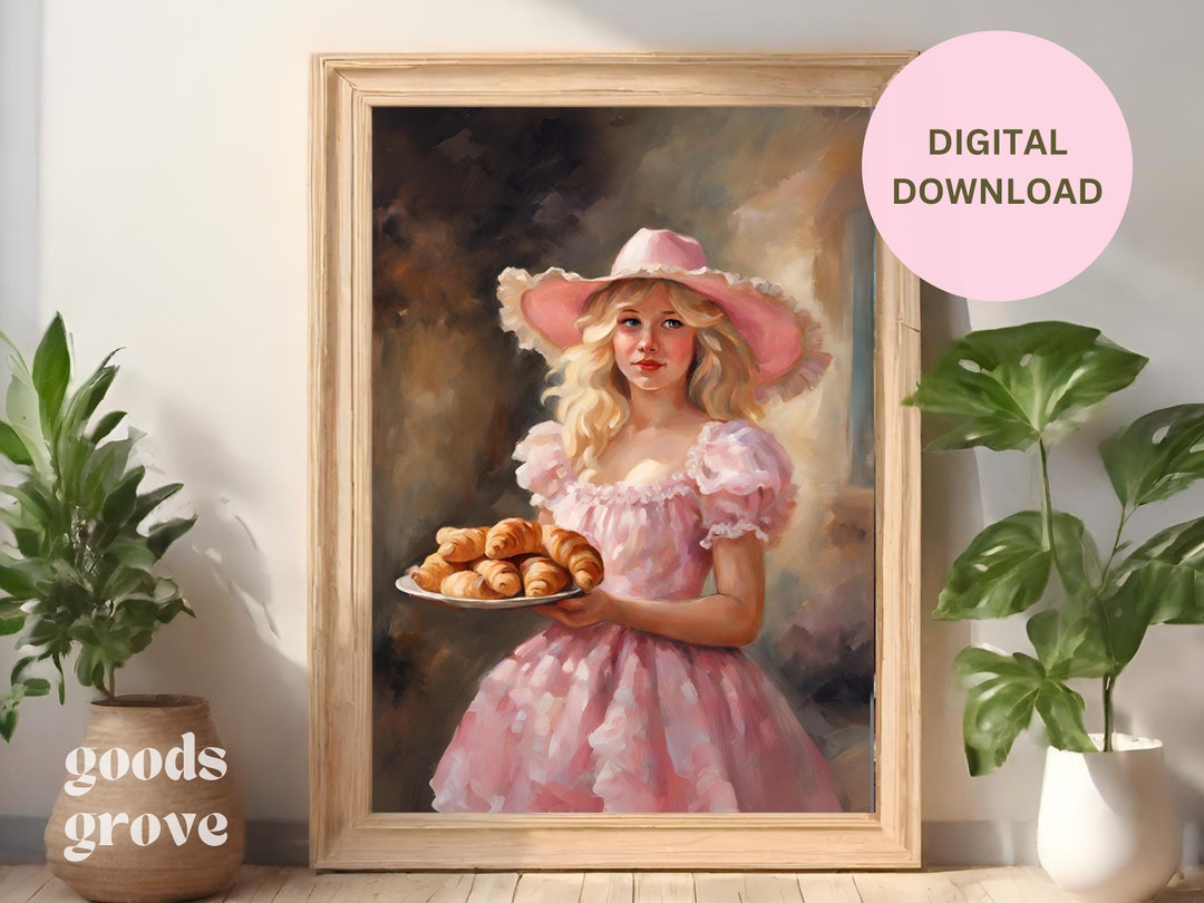 Coquette Art Print Digital Download, Romantic French Croissant Pastry ...