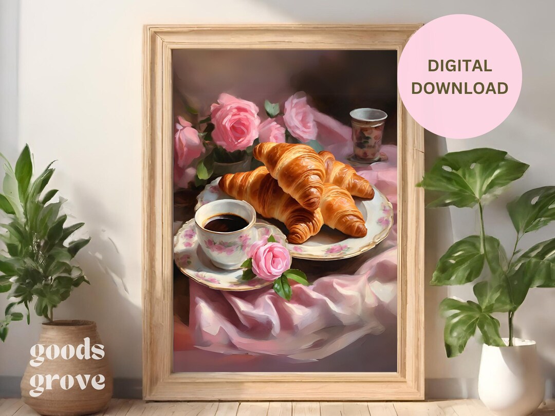 Coquette Art Print Digital Download, Romantic French Croissant Pastry ...