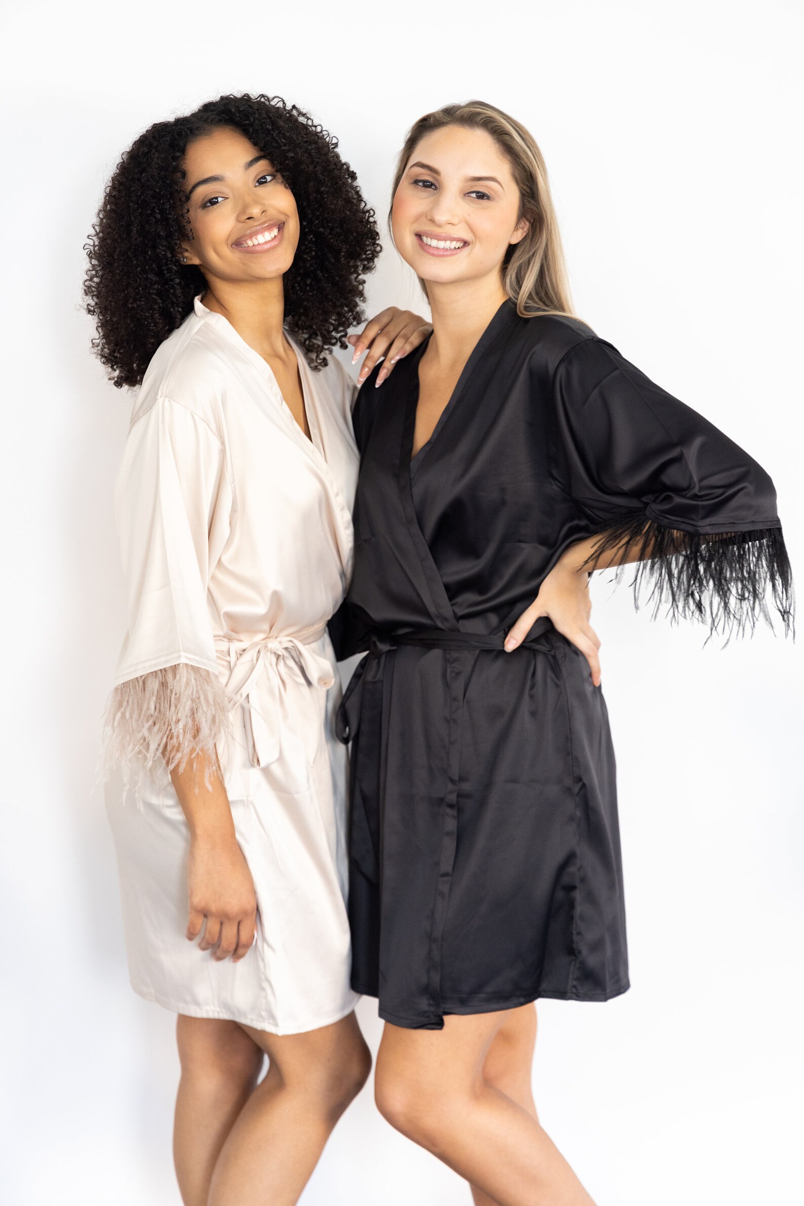 Bride Feather Trim Robes Robe With Feather Feather Bridal | Etsy