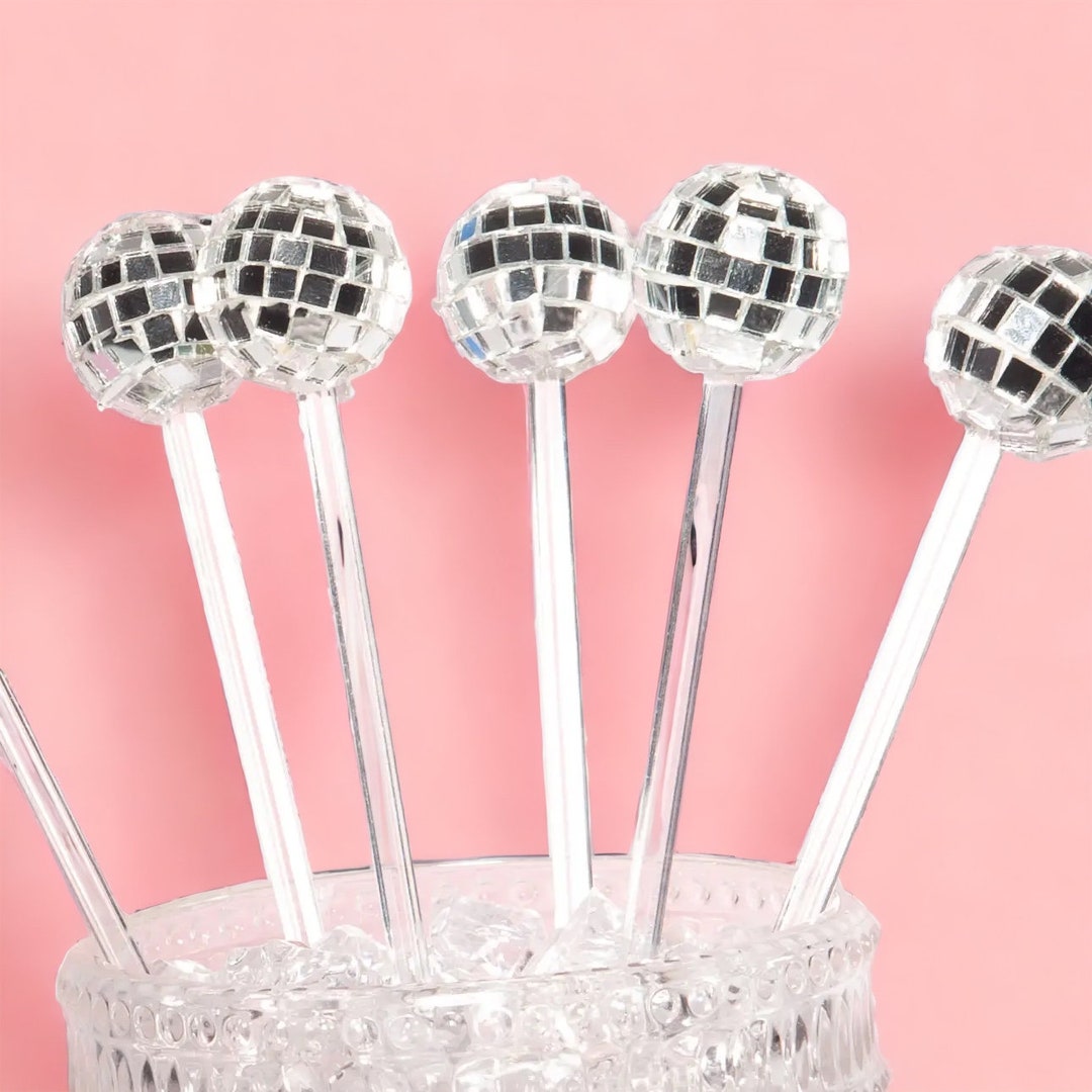 Disco Ball Drink Stirrer Sticks 6 Pack Groovy Drink Swizzle - Etsy
