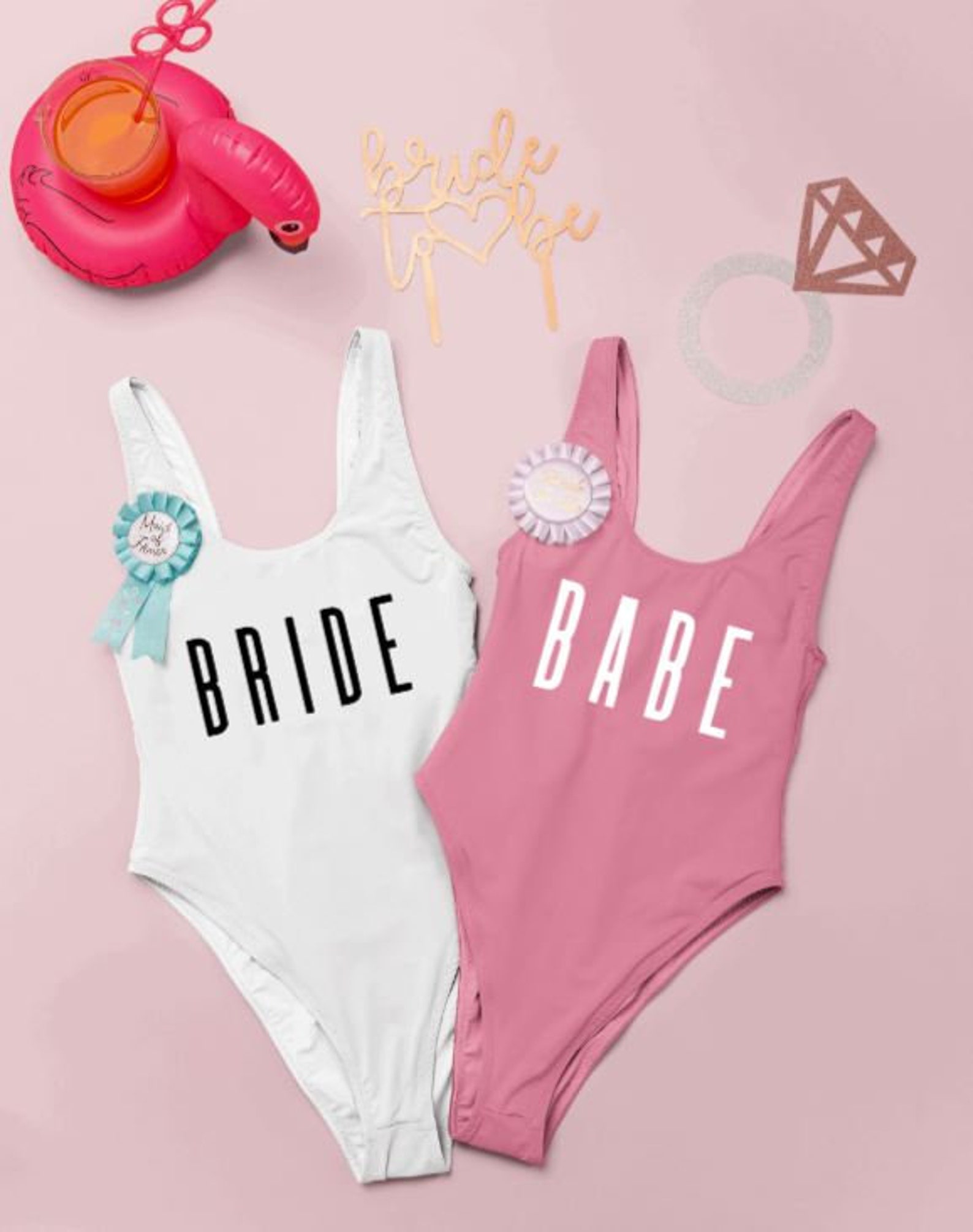 Pink Beach Bachelorette Swimsuits Bathing Suits Honeymoon Etsy