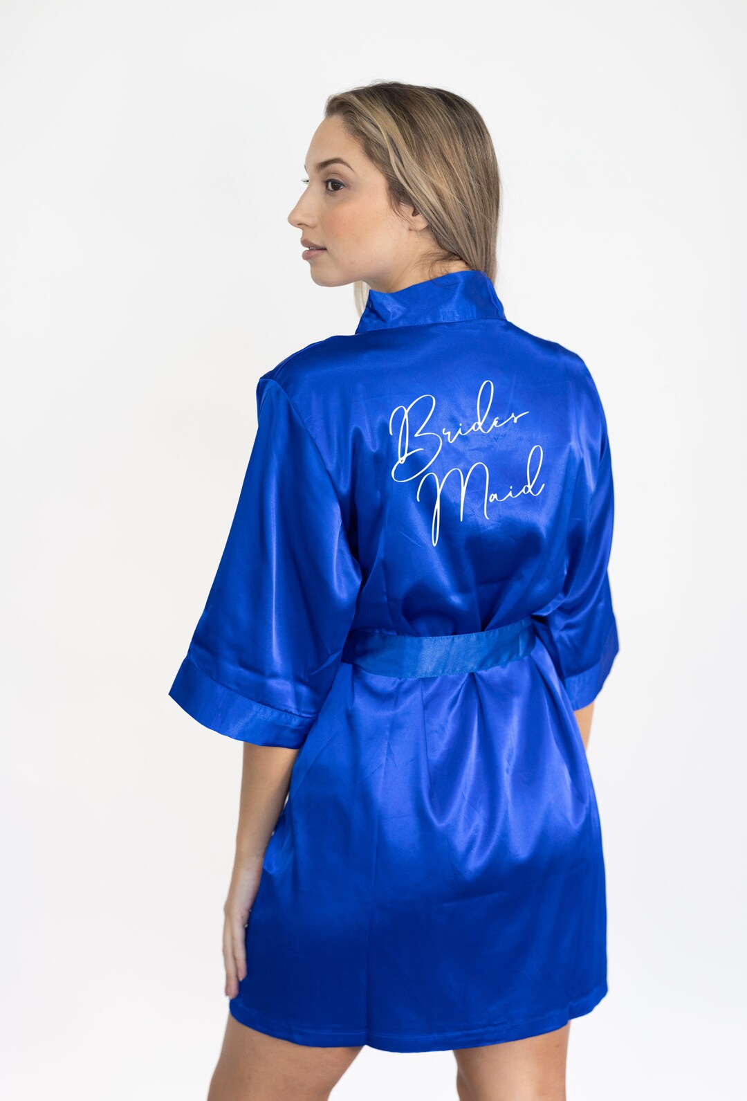 Royal Blue Personalized Bridesmaid Robes, Bridesmaid Gift, Satin Bridal ...