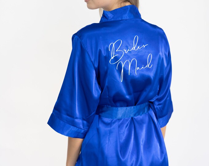 Royal Blue Personalized Bridesmaid Robes, Bridesmaid Gift, Satin Bridal ...