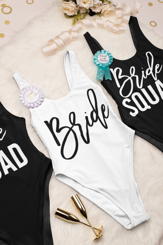 One piece swimsuit bride swimsuit bathing suit bride squad | Etsy