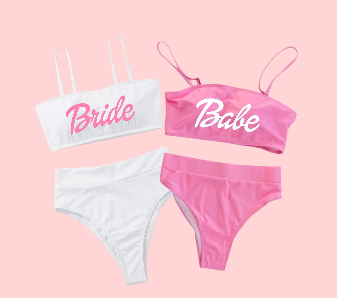 Pink Bride And Babe Bachelorette Swimsuits Bachelorette Bathing Suits