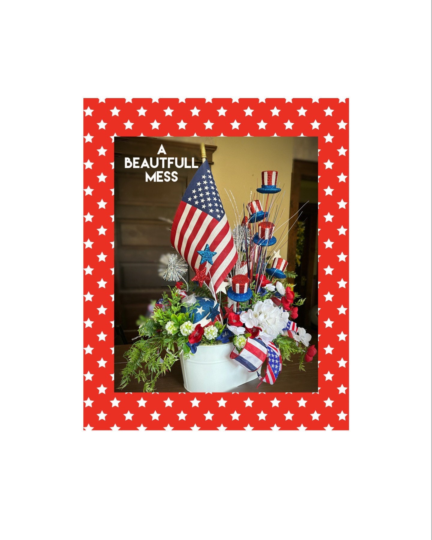 Patriotic Centerpiece, Memorial Day Centerpiece, Patriotic Wreath ...