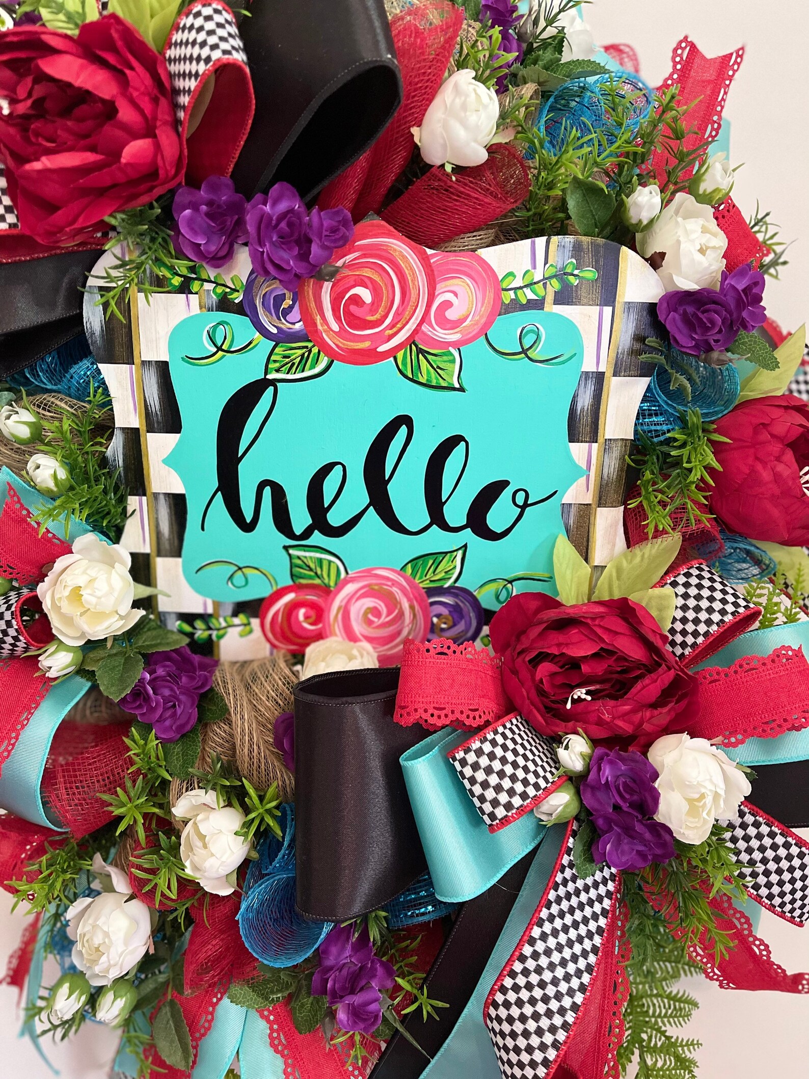 Hello Wreath Welcome Wreath Glam Wreath Everyday Wreath | Etsy