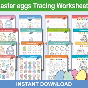Easter Eggs Kids Book. Tracing Printable Worksheets for Preschool ...