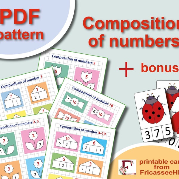 Numbers Matching, Printable Counting Puzzle, Toddler Montessori Cards ...