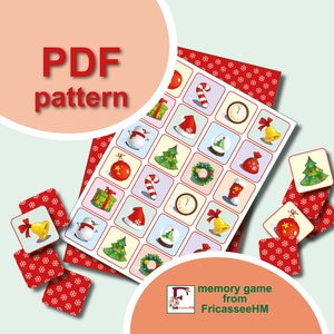 Christmas Memory Game for Preschool Children, Montessori New Year Card ...