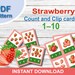 Strawberry Count and Clip Cards 1-10. Printable Preschool - Etsy