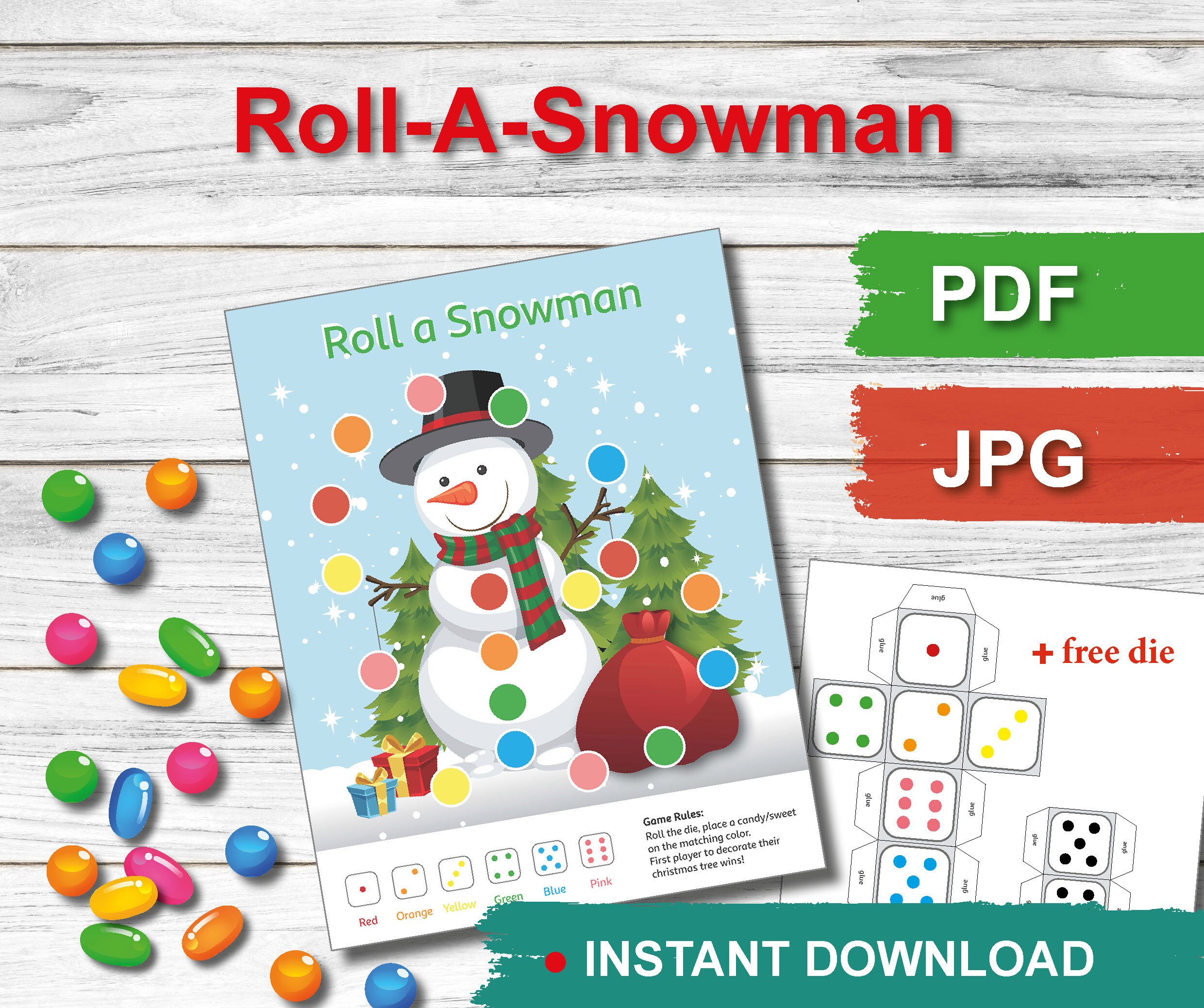 Printable Roll a Dice Christmas Game Bundle. Family Christmas Games ...