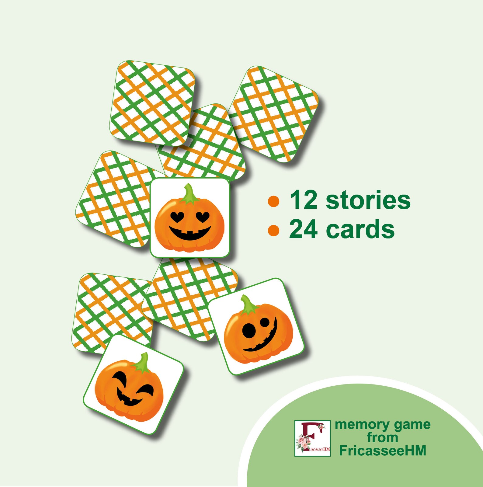 Pumpkin Memory Game for Toddler and Adults for Halloween Party ...