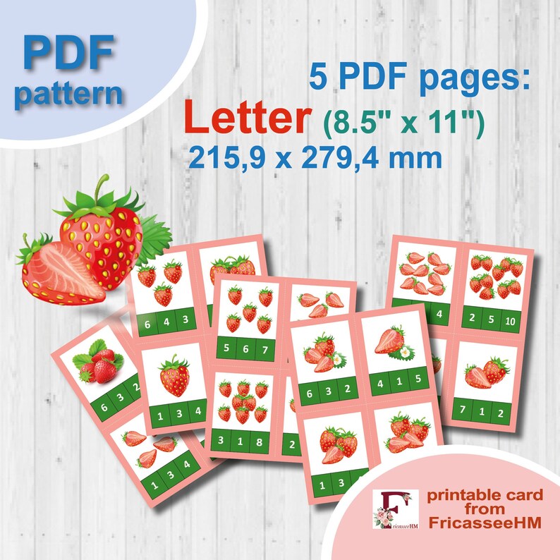 Strawberry Count and Clip Cards 1-10. Printable Preschool Activity ...