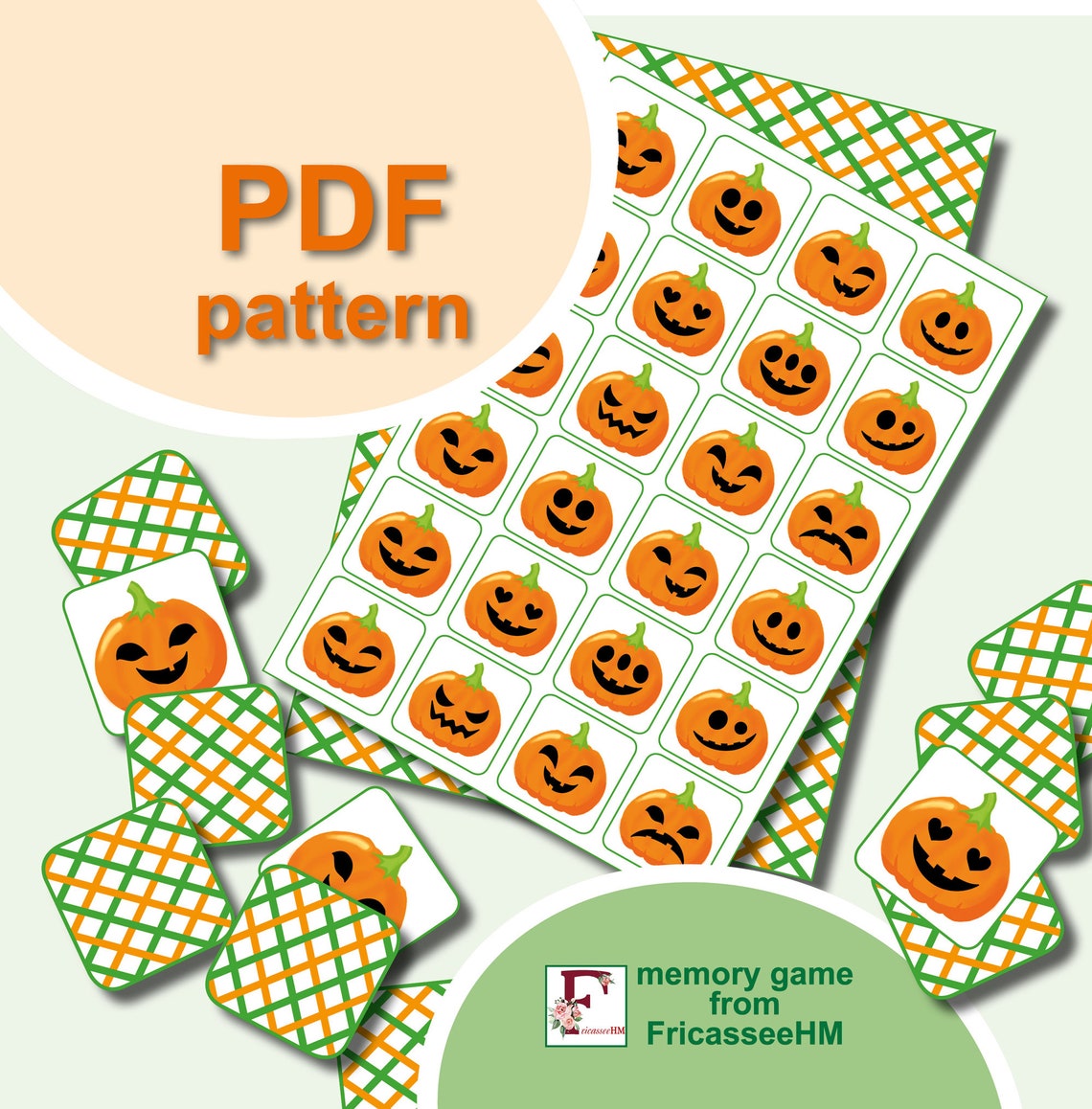 Pumpkin Memory Game for Toddler and Adults for Halloween Party ...