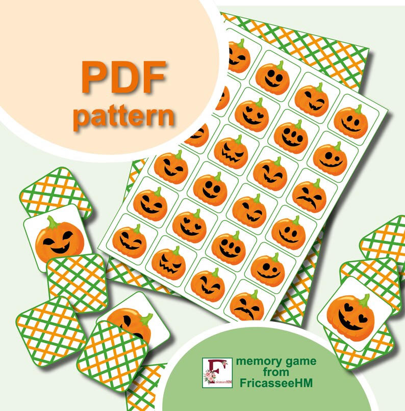 Pumpkin Memory Game for Toddler and Adults for Halloween Party ...