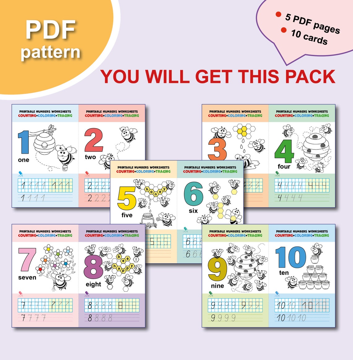 Printable Coloring Pages for Kids. Numbers Tracing Worksheets ...