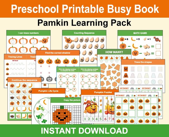 Pumpkin Learning Pack. Printable Pumpkin Activities. Printable - Etsy