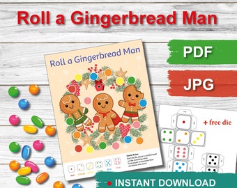 Roll a Gingerbread Man Dice Game - Etsy