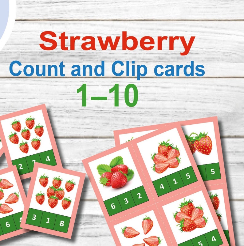 Strawberry Count and Clip Cards 1-10. Printable Preschool Activity ...