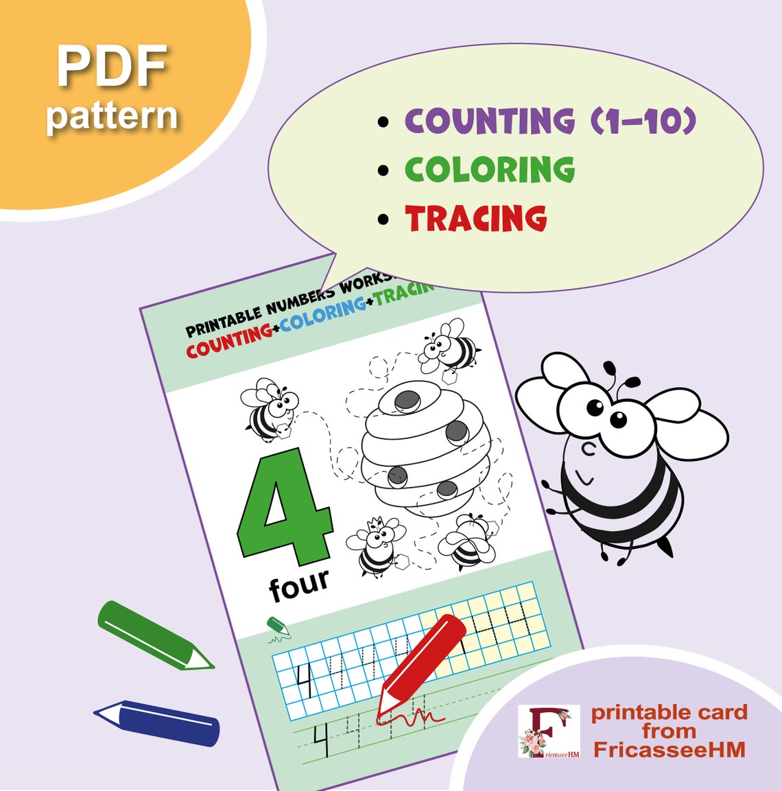 Printable Coloring Pages for Kids. Numbers Tracing Worksheets ...