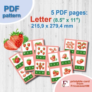 Strawberry Count and Clip Cards 1-10. Printable Preschool - Etsy