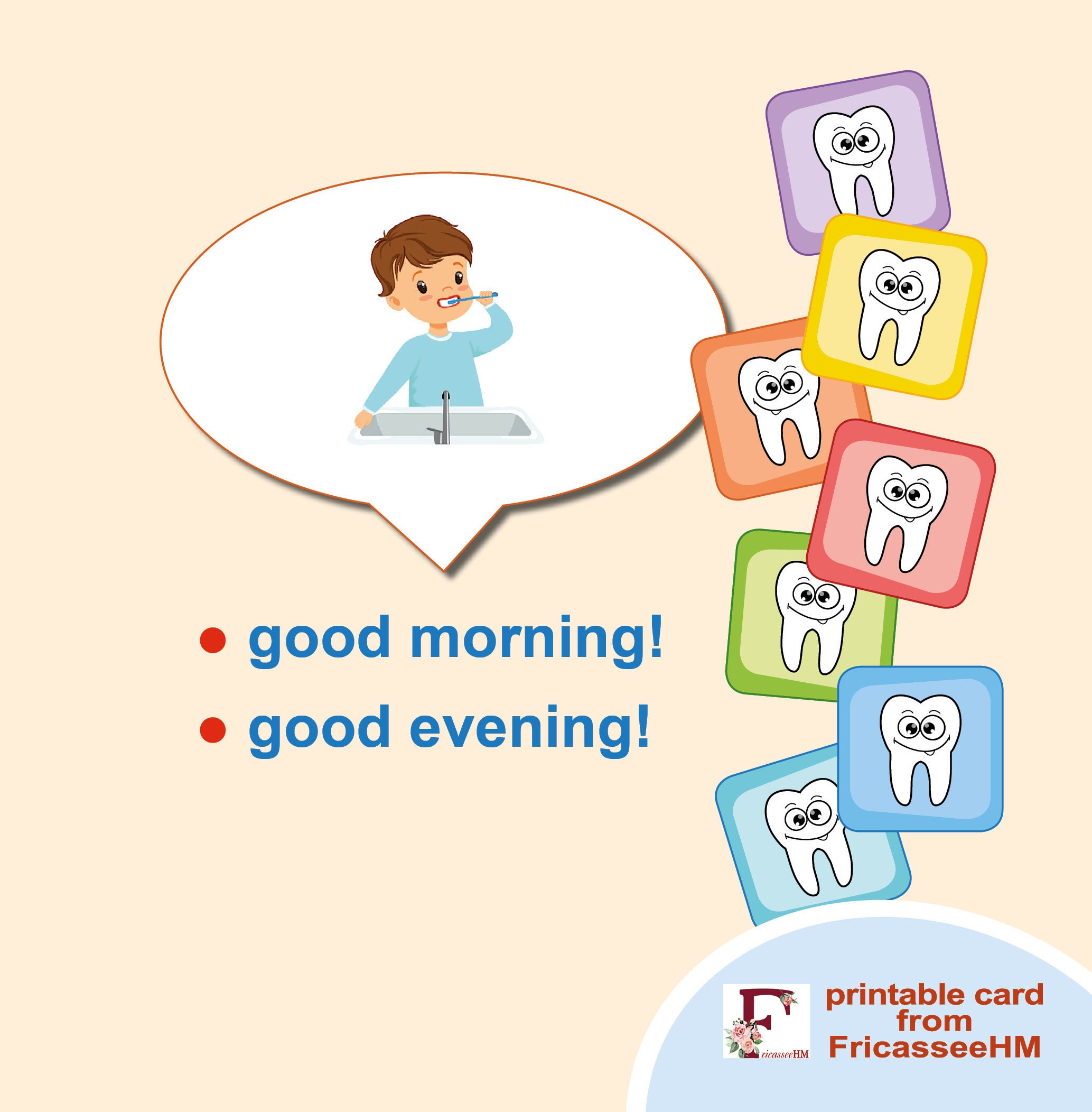 Toothbrush Cards, Printable Montessori Calendar, Tooth Fairy Gift, My ...