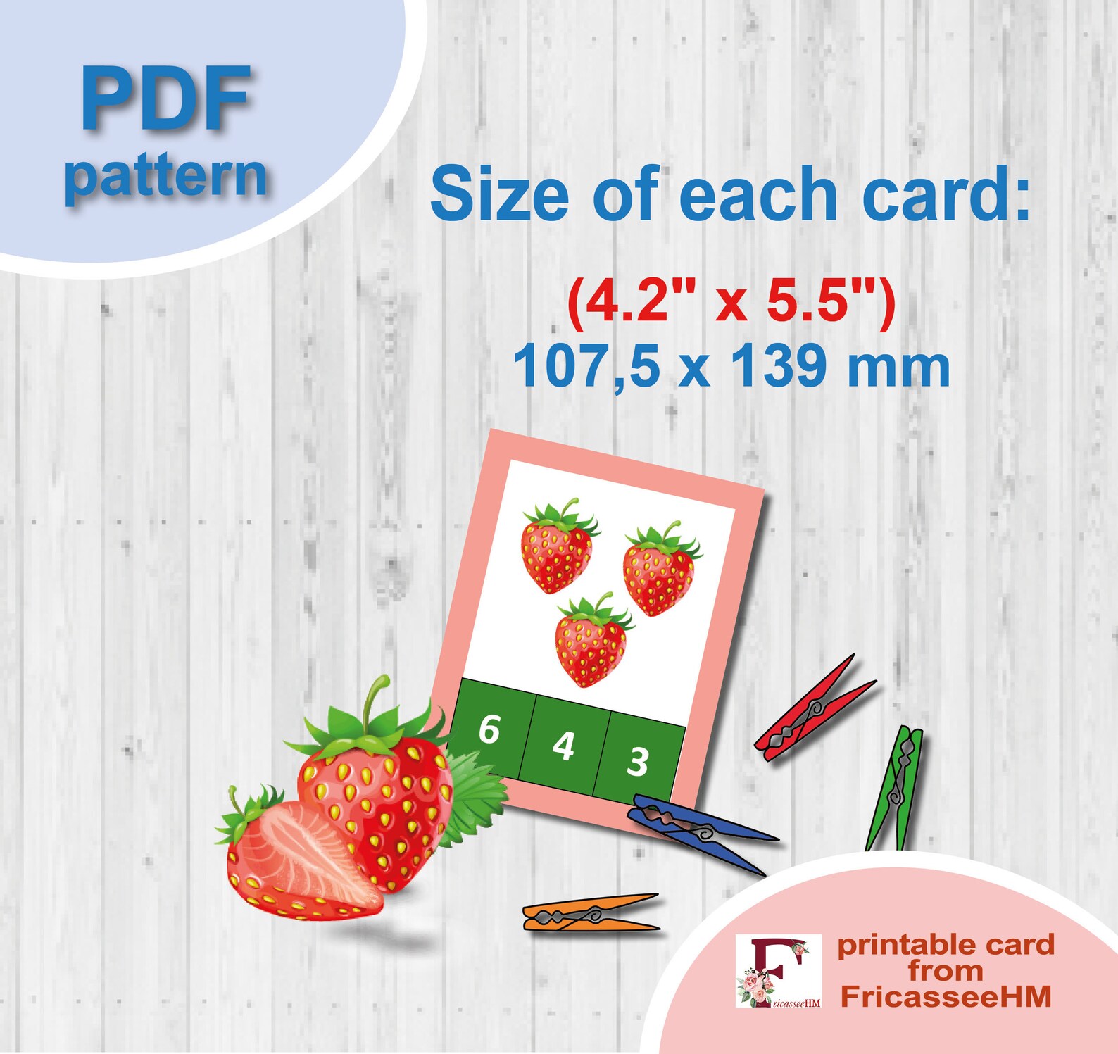 Strawberry Count and Clip Cards 1-10. Printable Preschool Activity ...