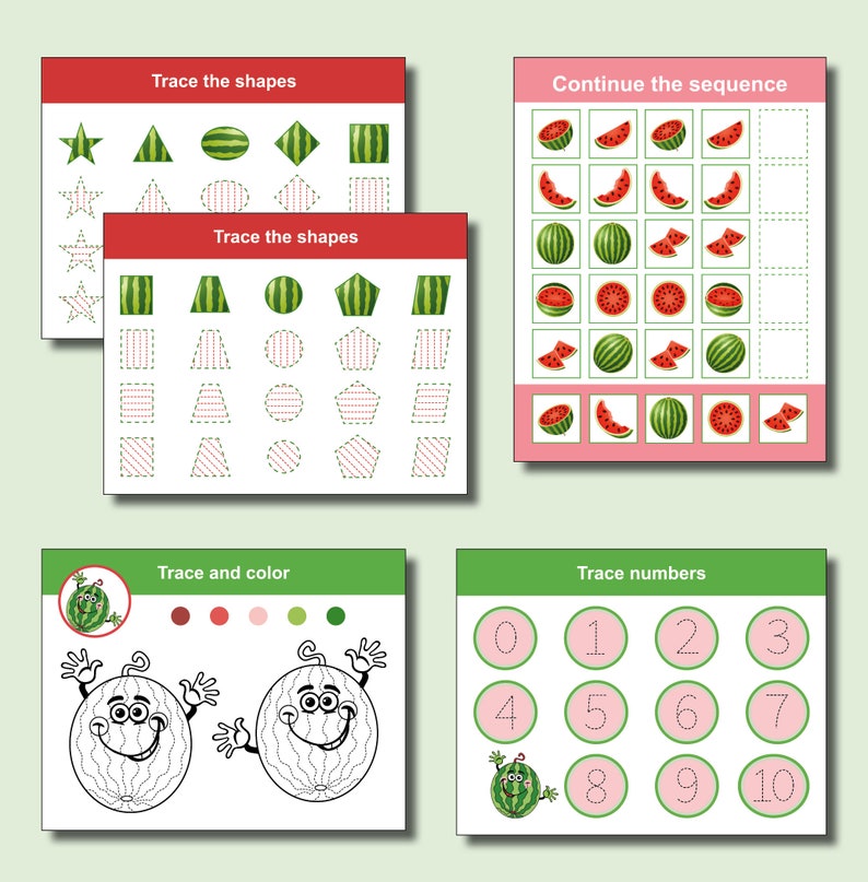 Watermelon Preschool Printable Busy Book Toddler Learning - Etsy