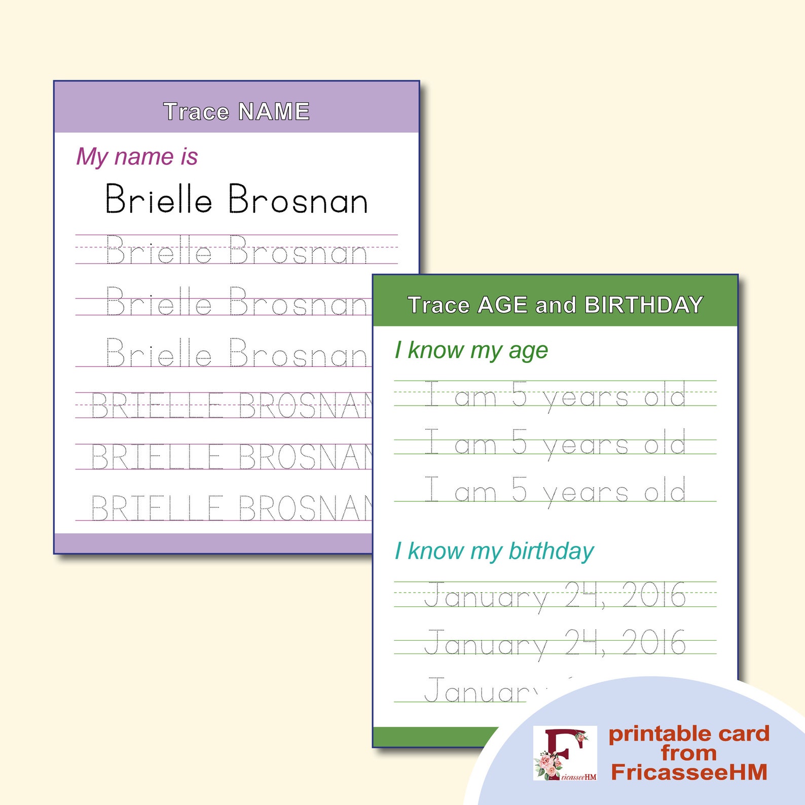 Personalized Tracing Worksheet for Toddlers, Handwriting Practice Name ...