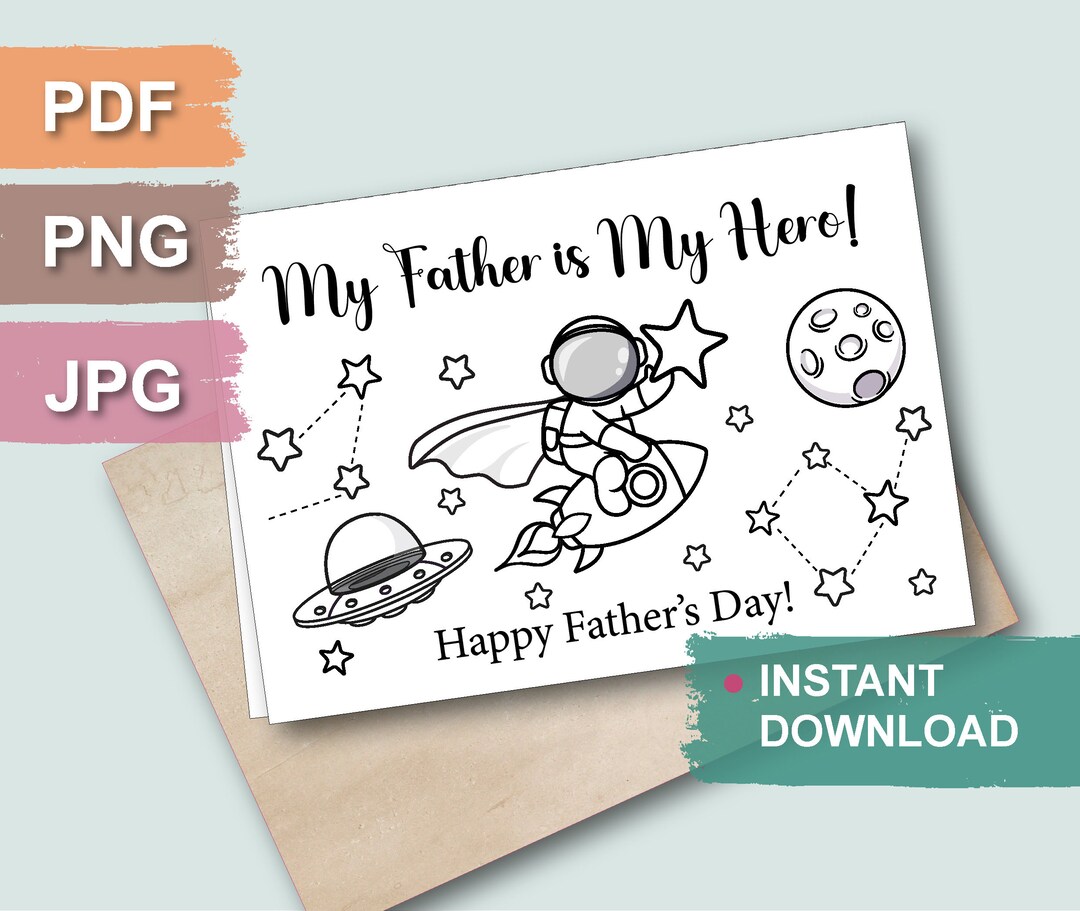 Father's Day Coloring Card for Kids, DIY Gift (digital Download) - Etsy