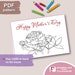 Printable Coloring DIY Floral Cards for Kids. Set of 5 Happy Mother's ...
