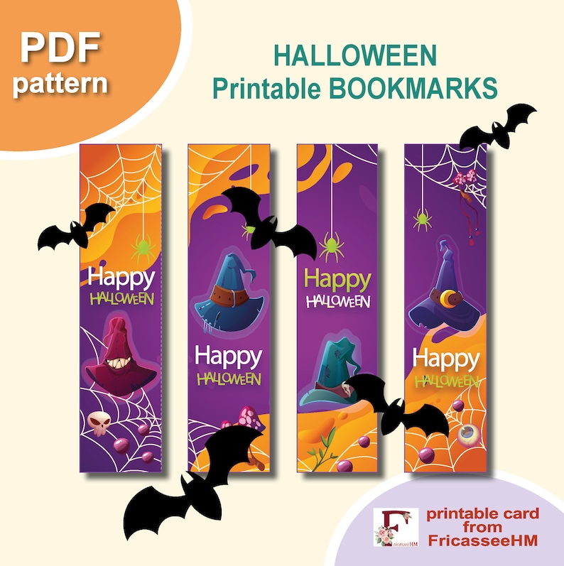 Halloween Printable Bookmarks Set of 8 PDF Bookmarks Gifts - Etsy