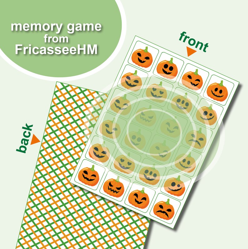 Pumpkin Memory Game for Toddler and Adults for Halloween Party ...