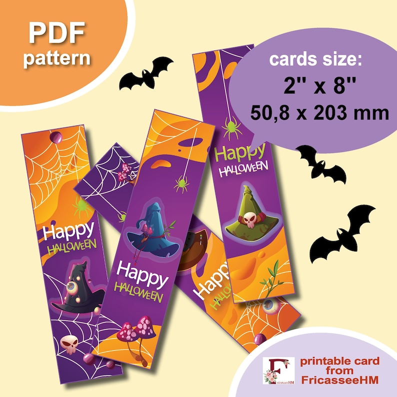Halloween Printable Bookmarks, Set of 8, PDF Bookmarks, Gifts for ...