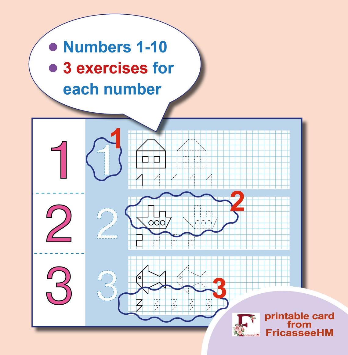 Tracing Numbers Cards Preschool Kindergarten Tracing Learn - Etsy