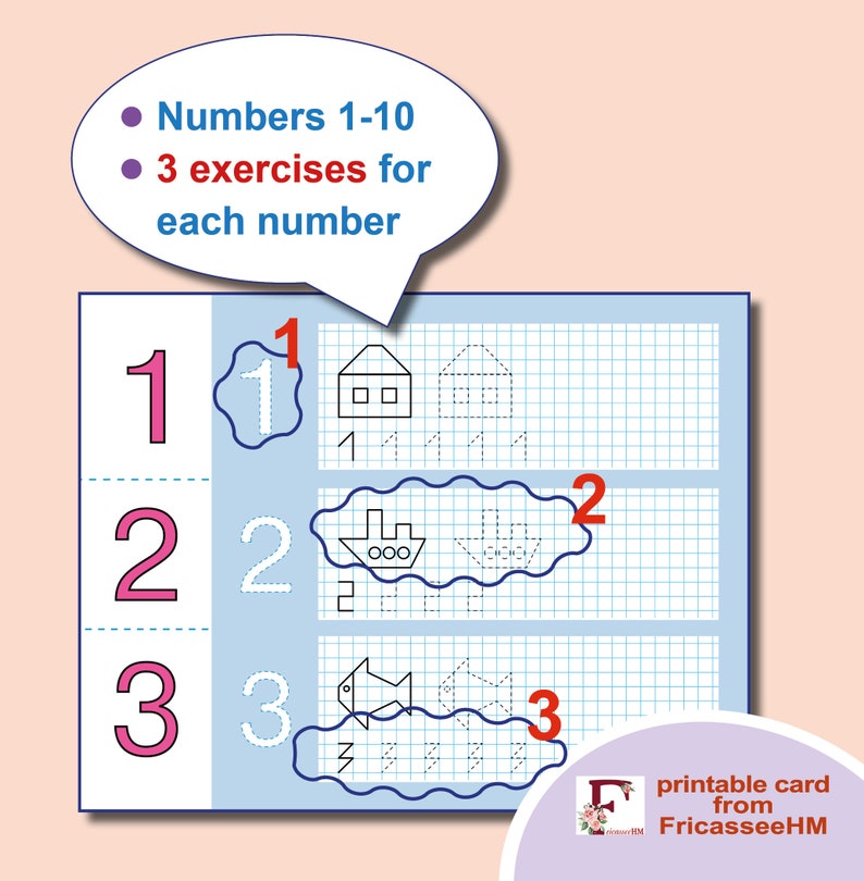Tracing Numbers Cards Preschool Kindergarten Tracing Learn - Etsy